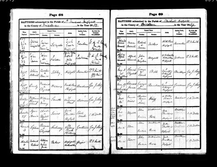 BIRTH 1867 Sarah E Bell daughter of George Bell and Sarah Bell at 3 ...