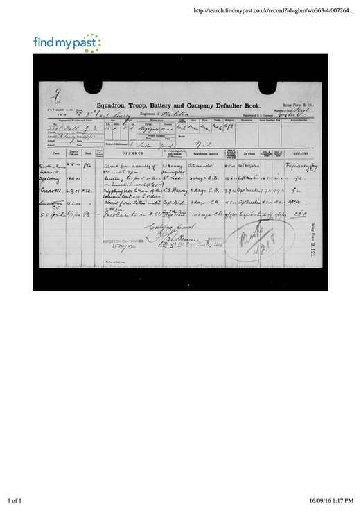 Military 1901 George Bell page 4 Records of offences | Family History ...