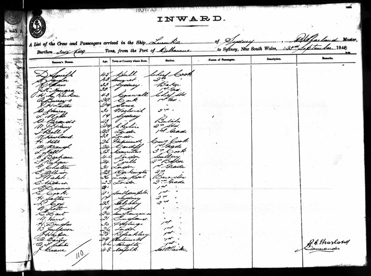 Travel Immigration 1912 Thomas Bell age 22 born London Going melbourne ...